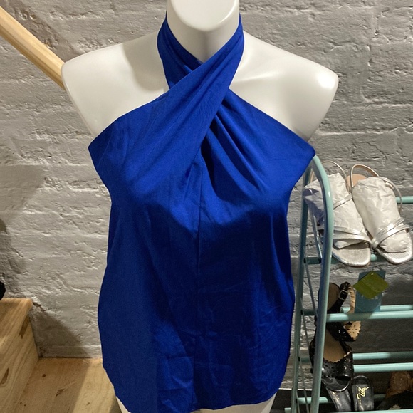 Tops | Nwot Royal Blue Halter Top | Poshmark